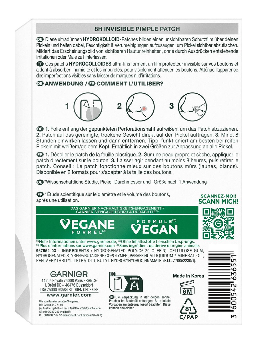Hautklar 8H Invisible Pimple Patch in zwei Größen| Garnier