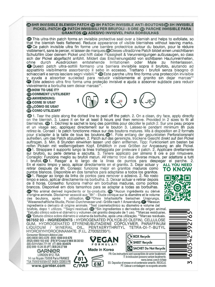 Hautklar 8H Invisible Pimple Patch in zwei Größen| Garnier